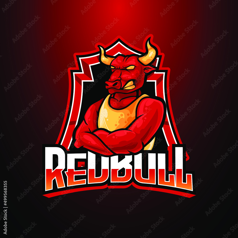 Red Bull E-Sport Logo, Mascot, and Emblem Template Isolated Vector ...