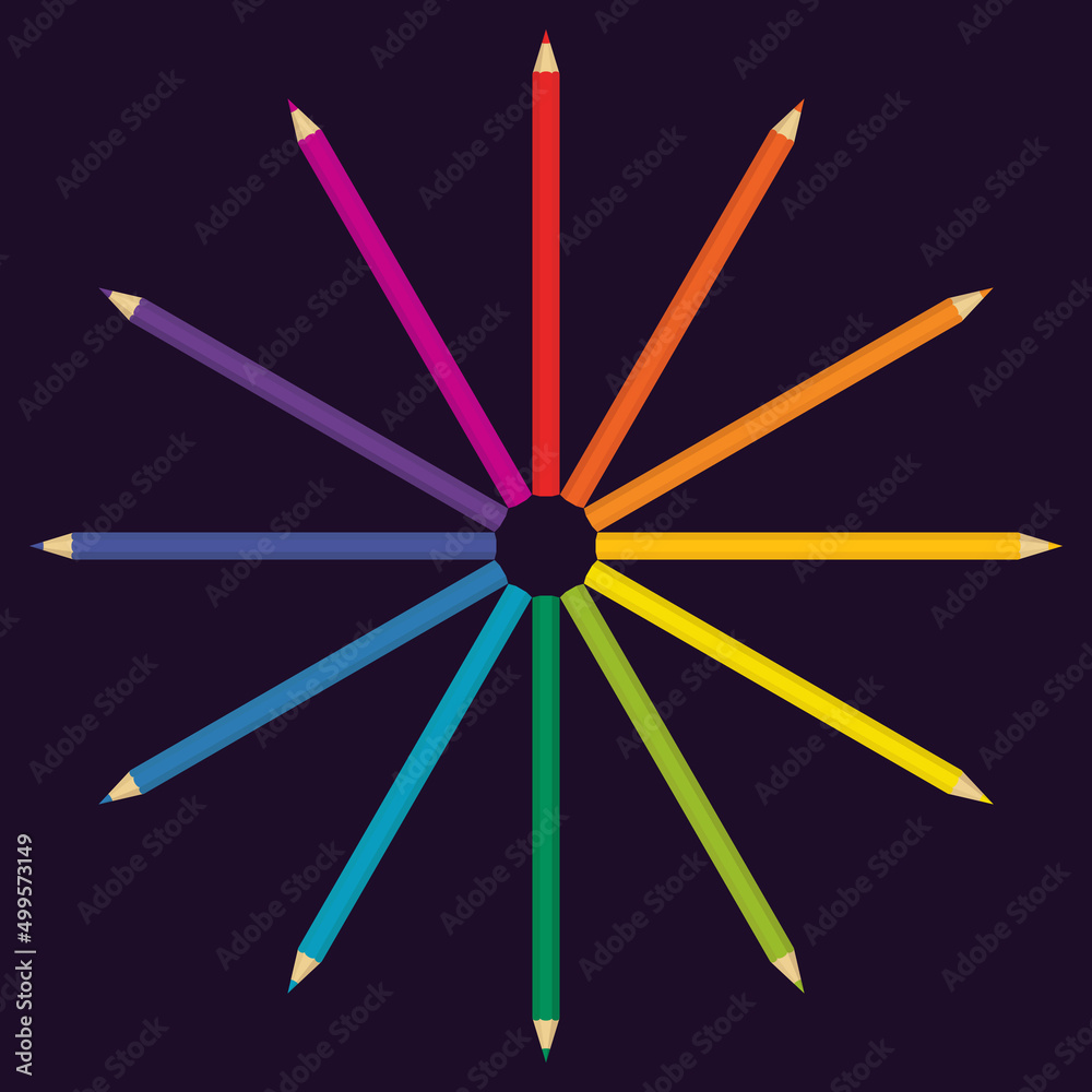 Circle made from colored pencils. Creative color palette. Stock Vector ...