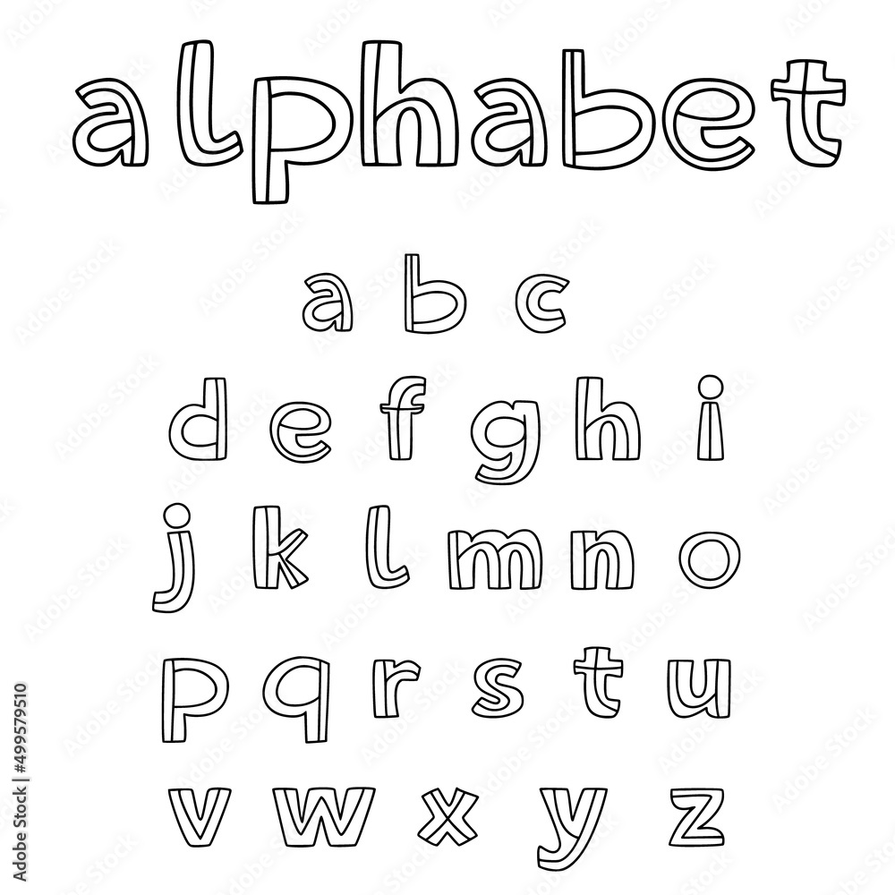 Handdrawn vector english alphabet with abstract patterns. ABC poster ...