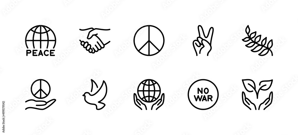 Symbol peace of Ukraine vector linear icons. Isolated collection on ...