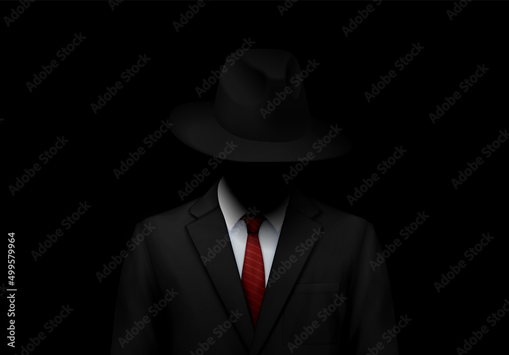 Man In Spy Suit Realistic Background Stock Vector | Adobe Stock