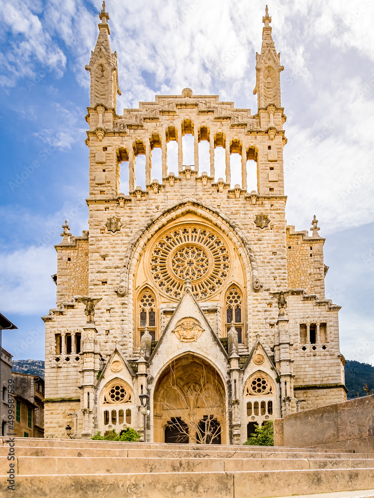 Frog view photography of the front facade of gothic revival style ...
