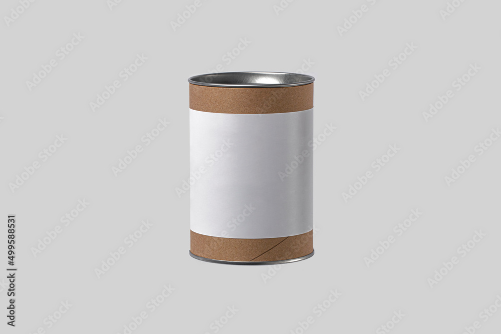 Kraft paper tube Tin can mock up isolated on background. Cardboard ...