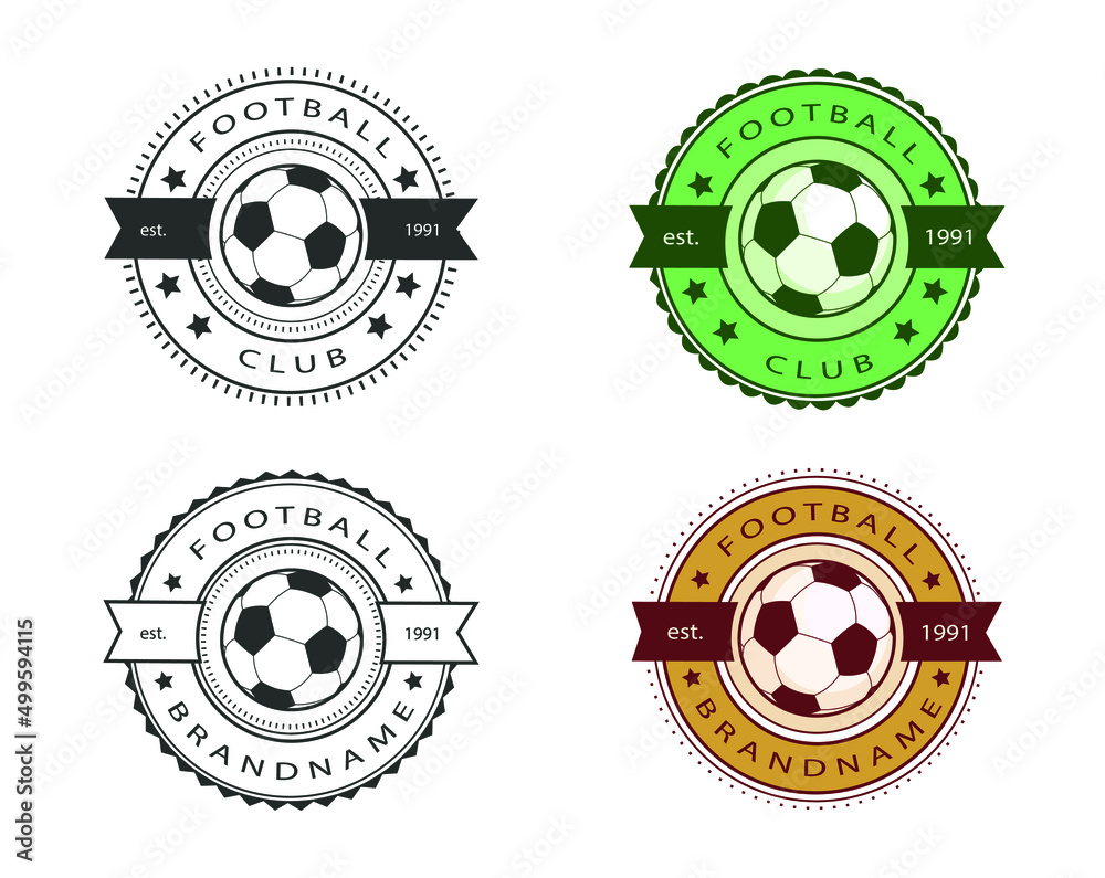 Set of football, soccer logo, label or emblem for a club. Traditional ...