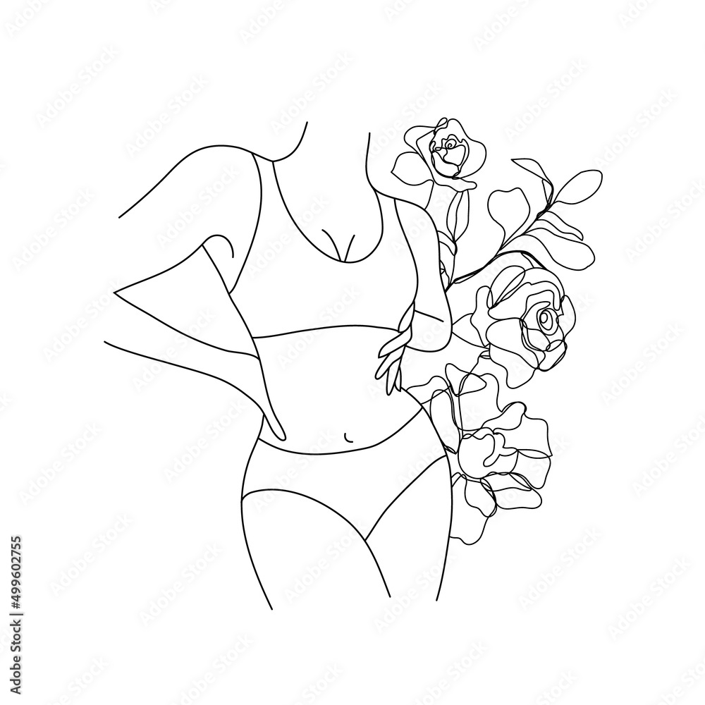 Vector Abstract Female Figure Woman Body Illustration Line Art Print