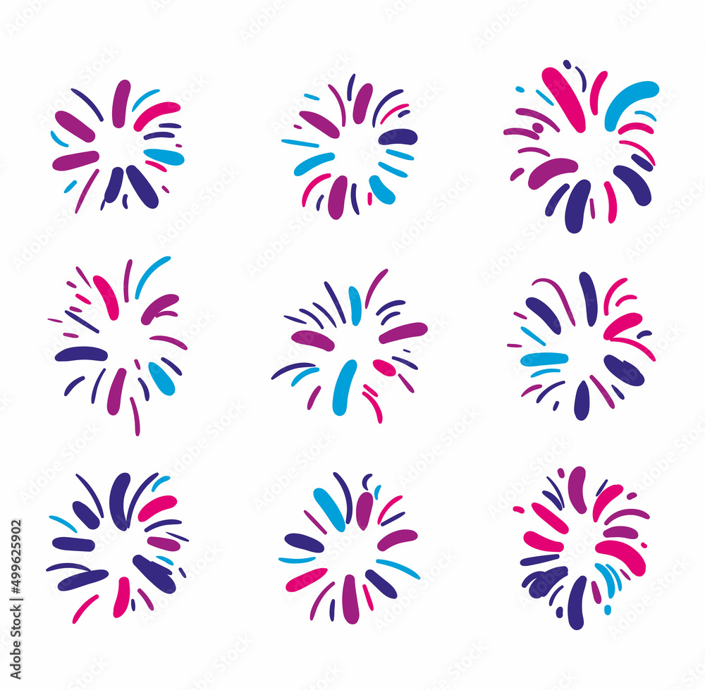 firework drawing vector illustration set Stock Vector | Adobe Stock