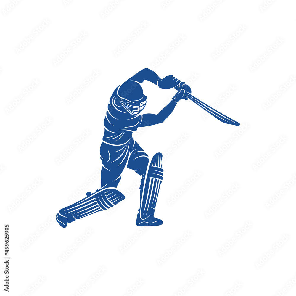 Cricket player logo design vector. Icon Symbol. Template Illustration ...