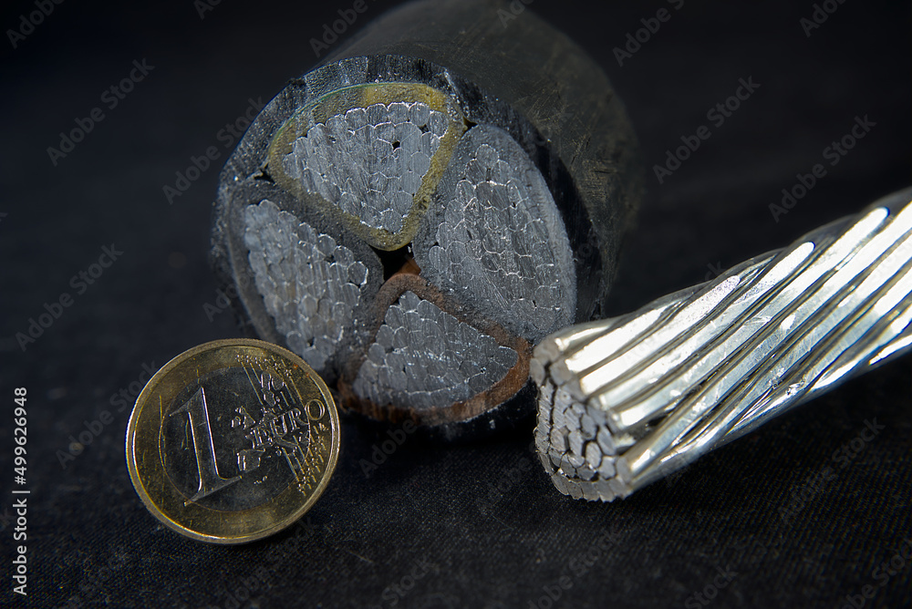 Electric cable from metal alloys for electric power industry and 1 euro ...