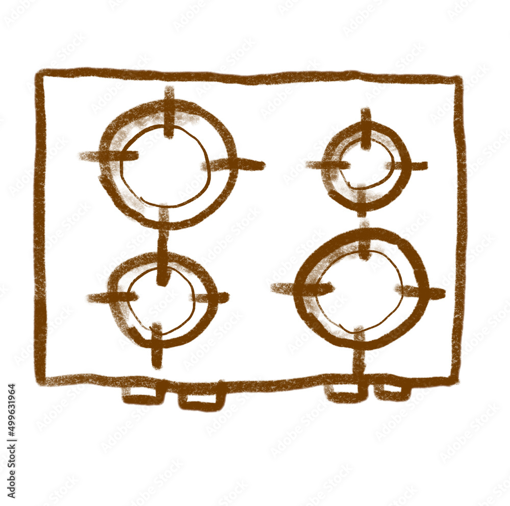 Interior furniter stove kitchen plan top view element layout doodle ...