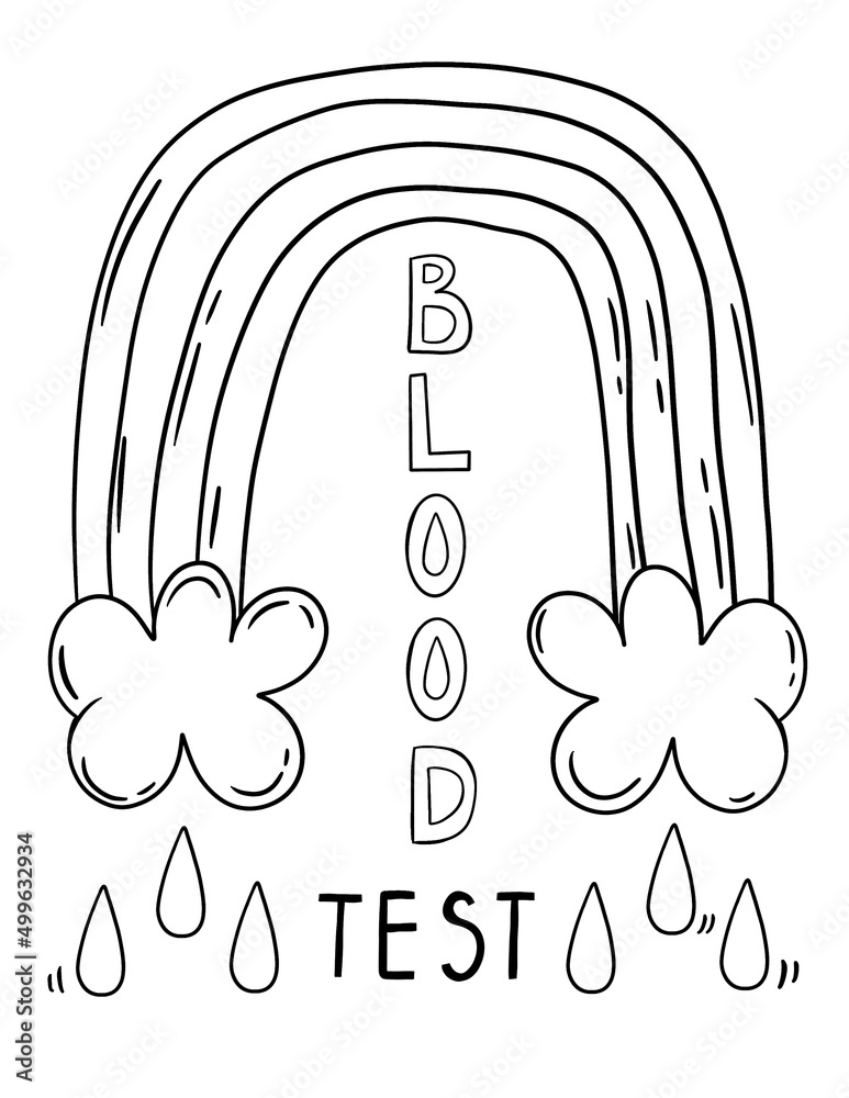 Adult coloring page in doodle style. Blood test card. Trendy adult ...