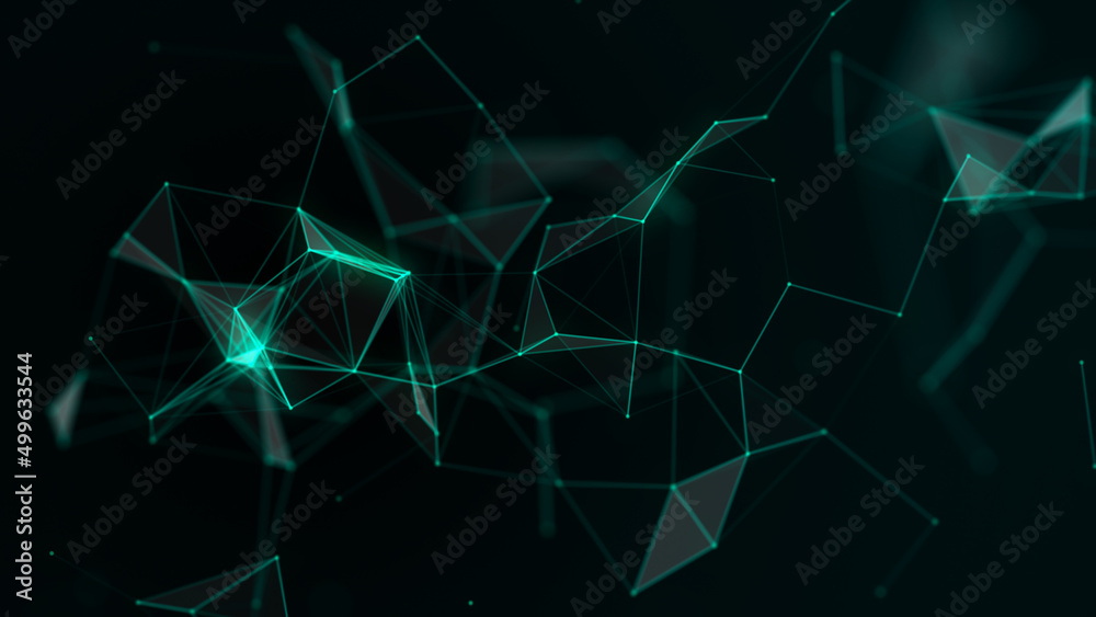 Network connection technology. Abstract green background with points ...
