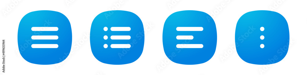 Website Navigation Hamburger Menu Icons Set Flat Website Menu Icons With Rounded And Sharp