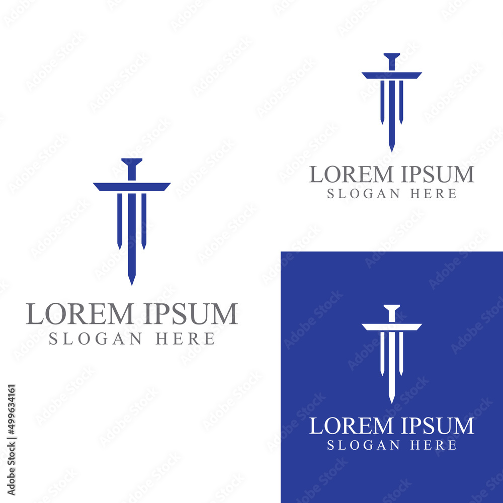 Sword, shield and king's sword logo. Logo design vector illustration ...