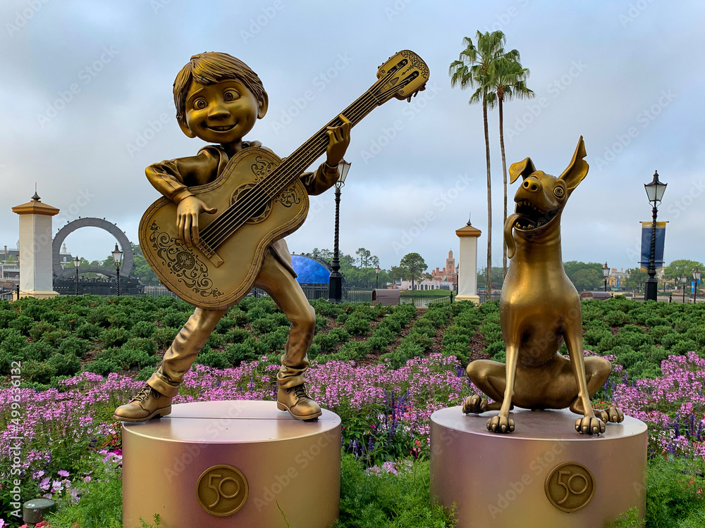 Miguel Statue and canine friend Dante Statue, part of the Disney Fab 50 ...
