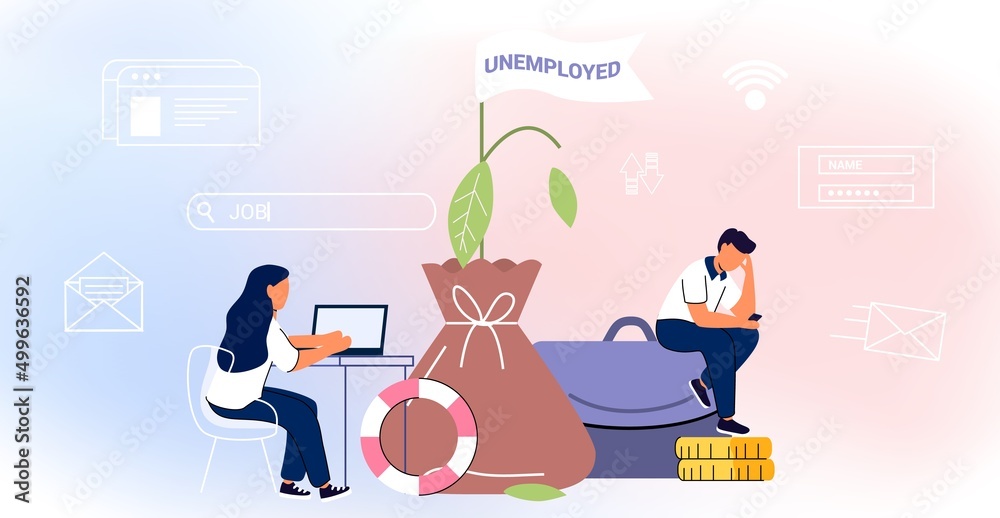 Unemployment concept Dismisses employee Jobless troubles Work crisis ...