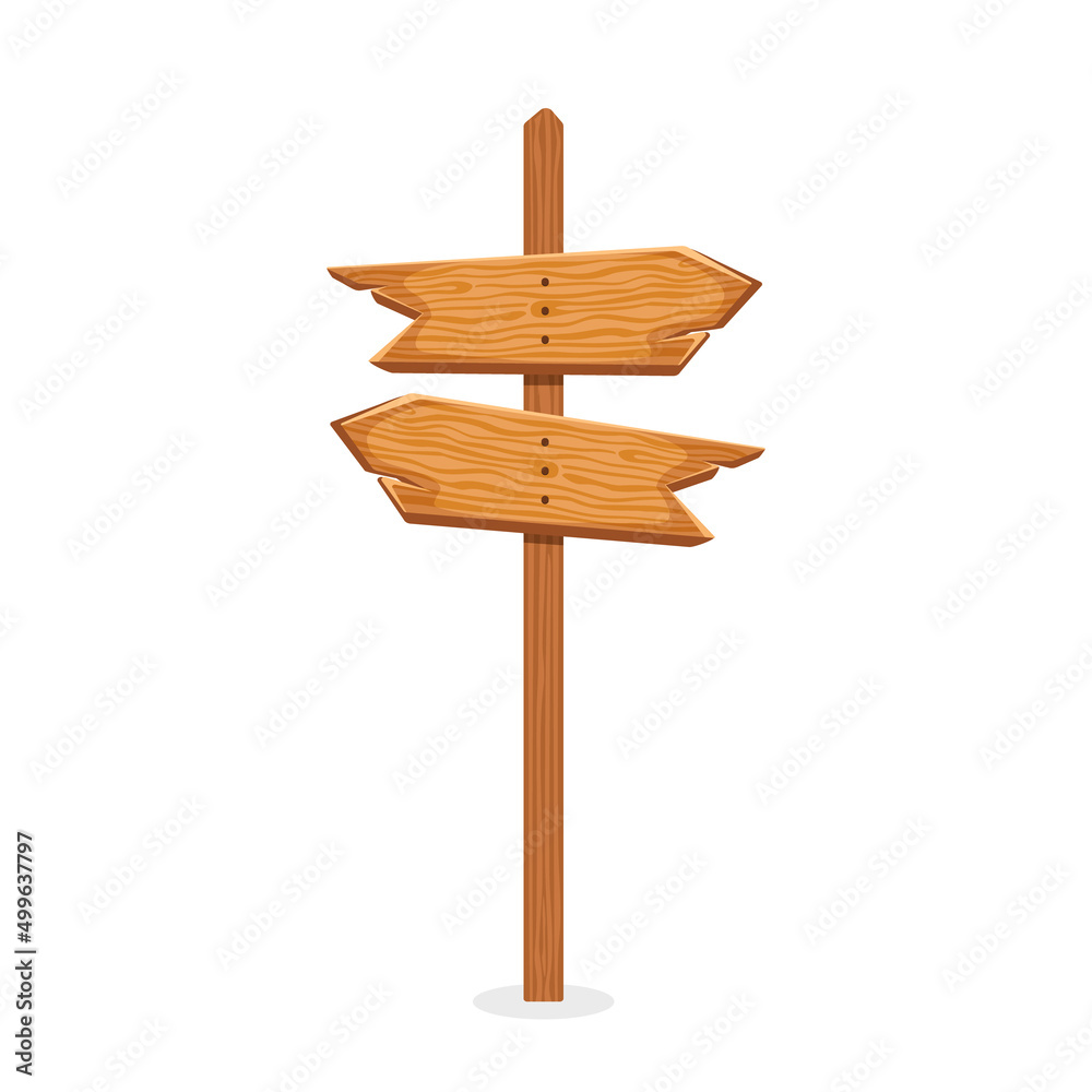 Wooden arrow sign. Wood board. Signboard for road, post and banner ...