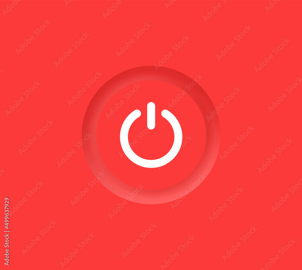 3d power icon button with red neumorphism buttons design. switch turn ...