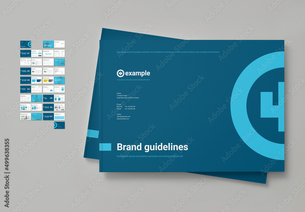 Brand Guidelines Landscape Layout in Blue Colors Stock Template | Adobe ...