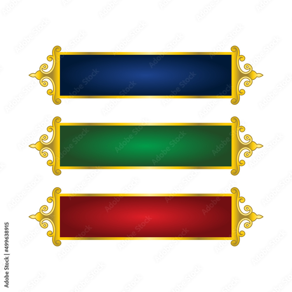 set of islamic ribbon shape with golden frame design vector Stock ...