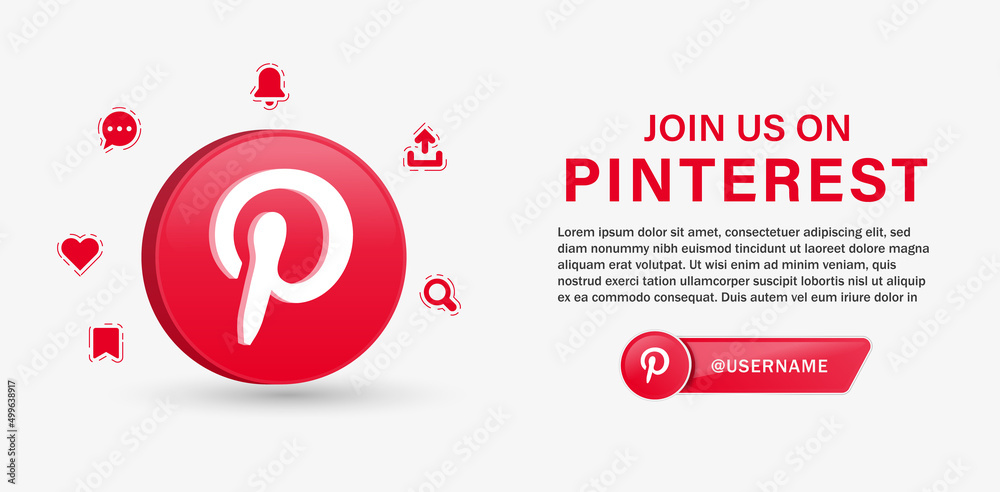 join us on pinterest 3d logo for social media icons 3d. follow us on ...