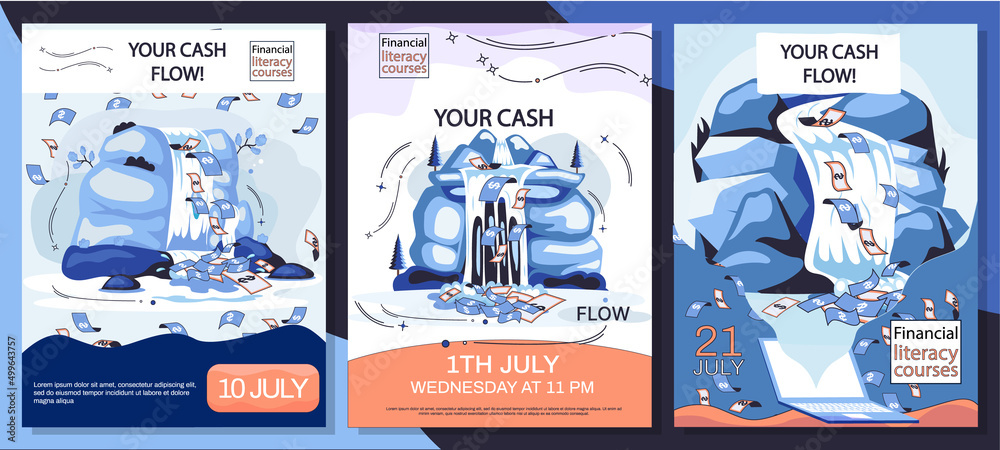 Cash flow, stable income website, advertising poster. Idea of income ...