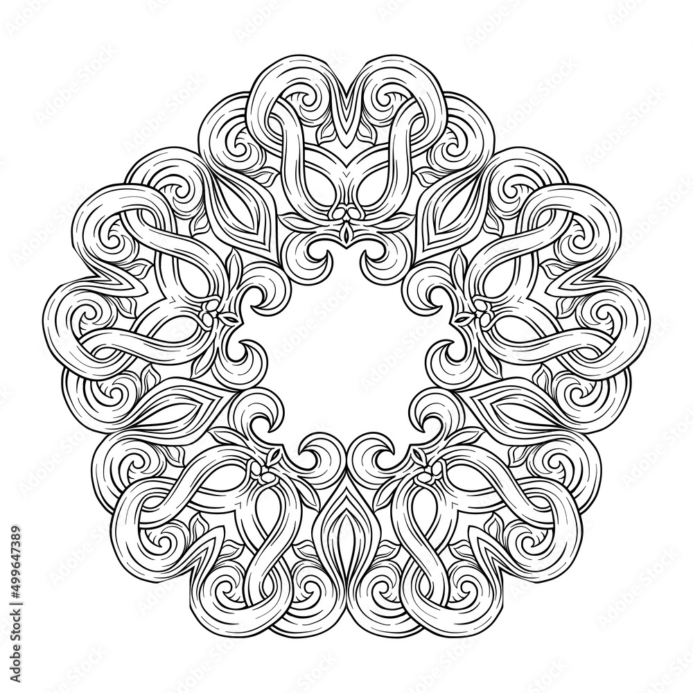 Interlacing circular abstract ornament in the medieval, romanesque ...