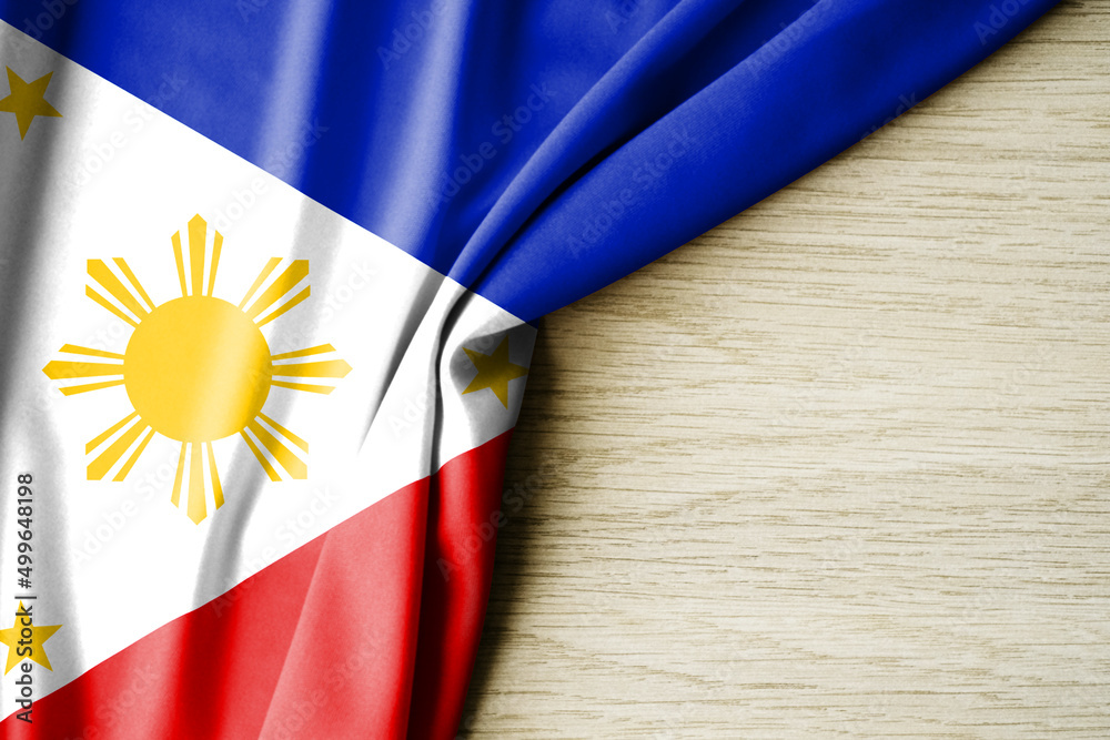 Philippines flag. Fabric pattern flag of Philippines. 3d illustration ...