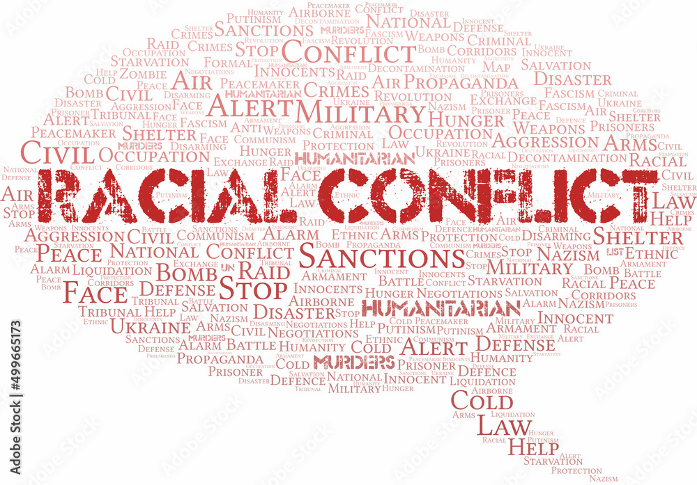 Racial Conflict word cloud. Vector made with the text only. Stock ...