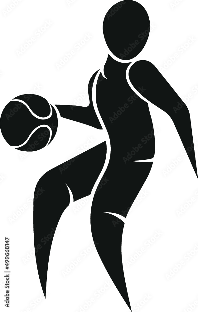 Cartoon Basketball Player Ball Shooting Stick Man Sport Athlete Logo ...