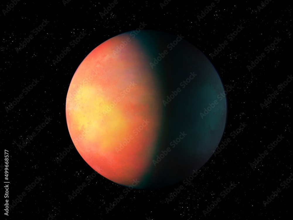 Exoplanet with a solid surface, rocky extrasolar planet. Super-earth ...