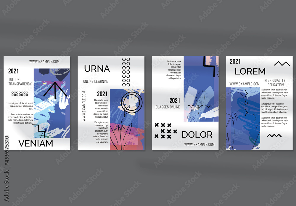 Flyer Layout with Geometric Shapes and Abstract Bright Rectangle on ...