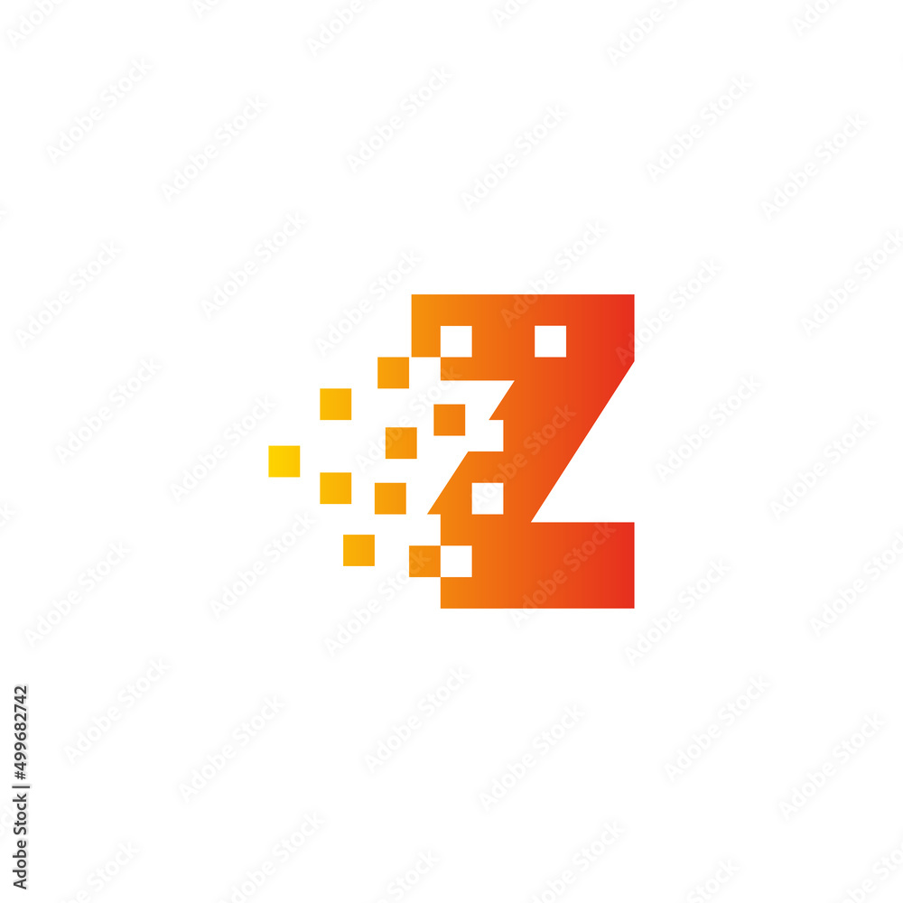 Colorful letter Z fast pixel dot logo. Pixel art with the letter Z ...