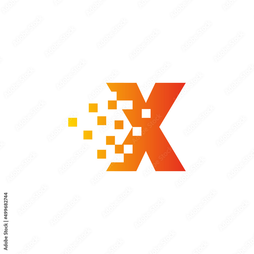 Colorful letter X fast pixel dot logo. Pixel art with the letter X ...