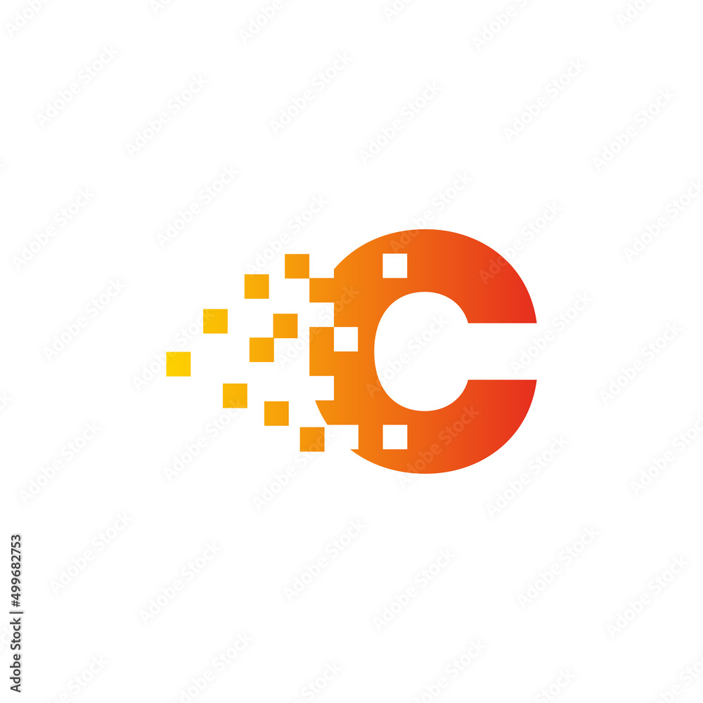 Colorful letter C fast pixel dot logo. Pixel art with the letter C ...
