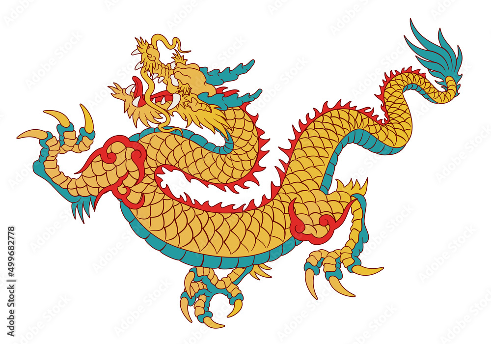 Oriental painting dragon illustration tattoo transfer line side ...