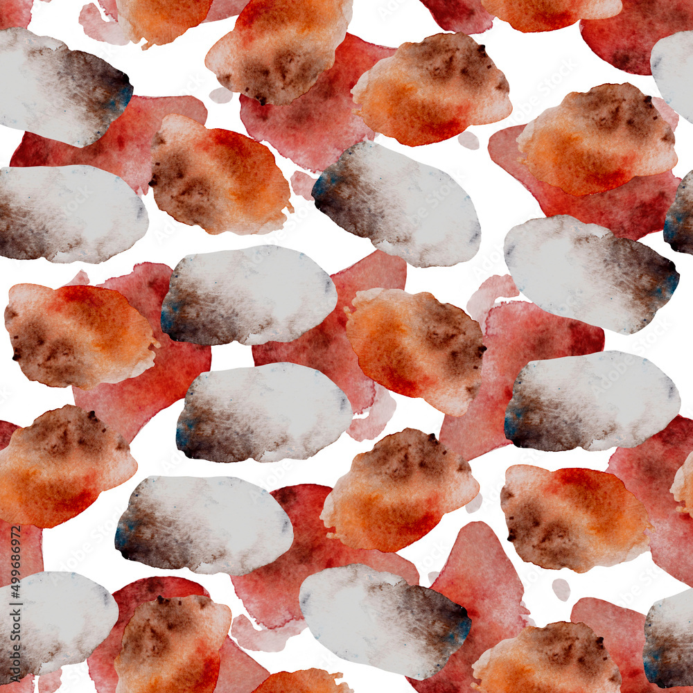 Watercolor abstract simple blobs clipart pattern, earth colors ...
