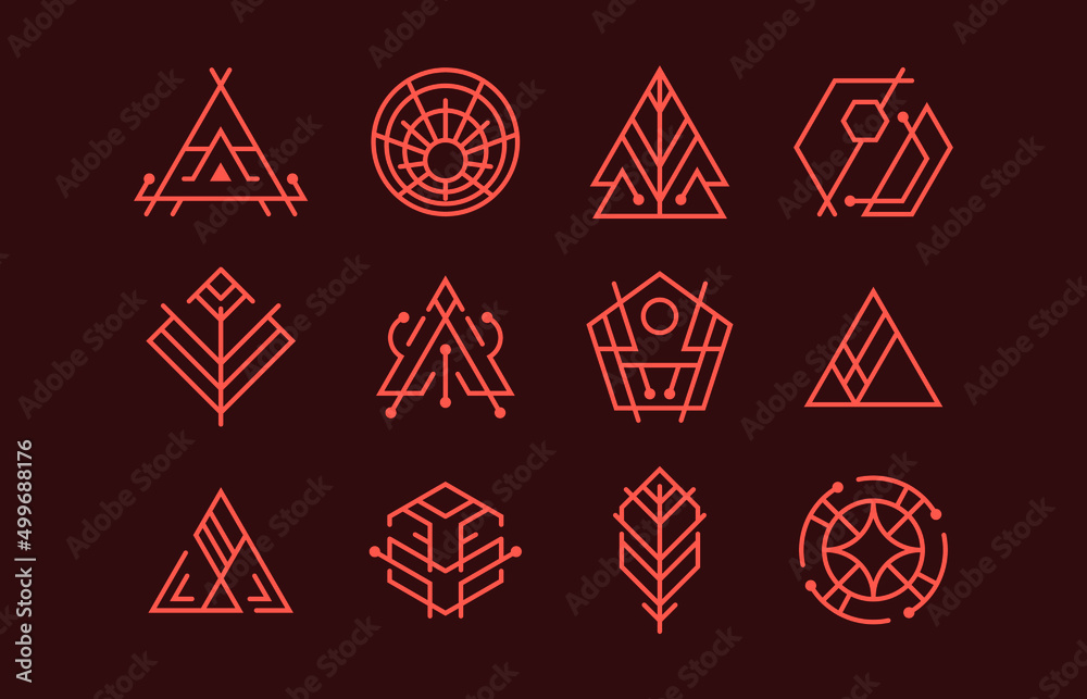 Sacred geometry symbols geometric icons and logos Stock Vector | Adobe ...