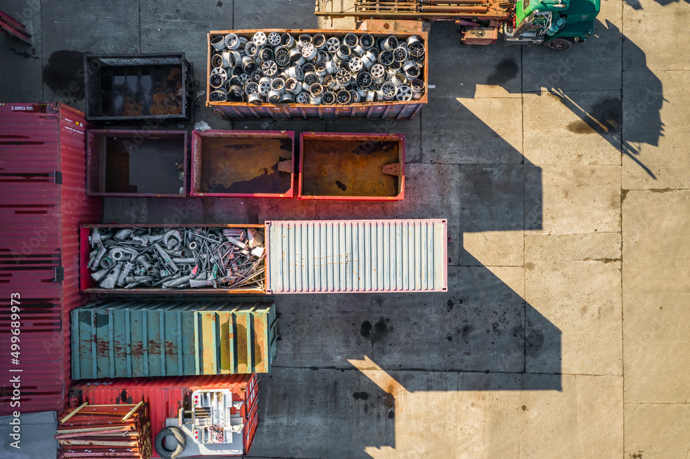 Junkyard Containers with Steel and metal Stock Photo | Adobe Stock