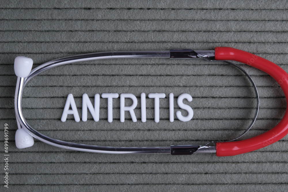antritis - text from white letters on green background with stethoscope ...