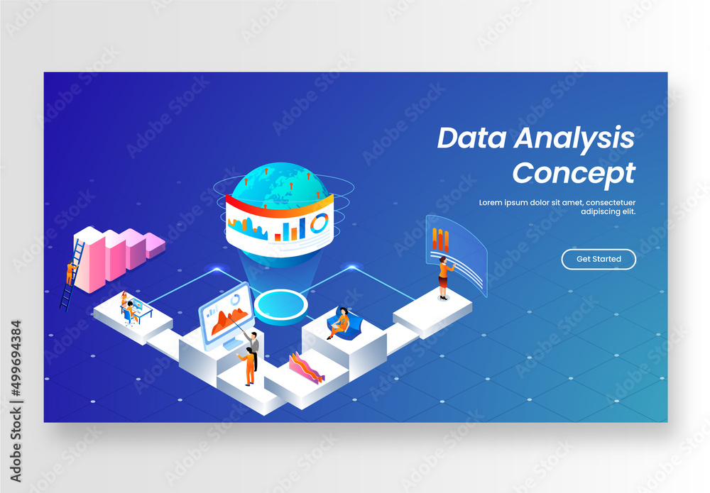 Data Analysis Concept Based Landing Page Stock Template | Adobe Stock