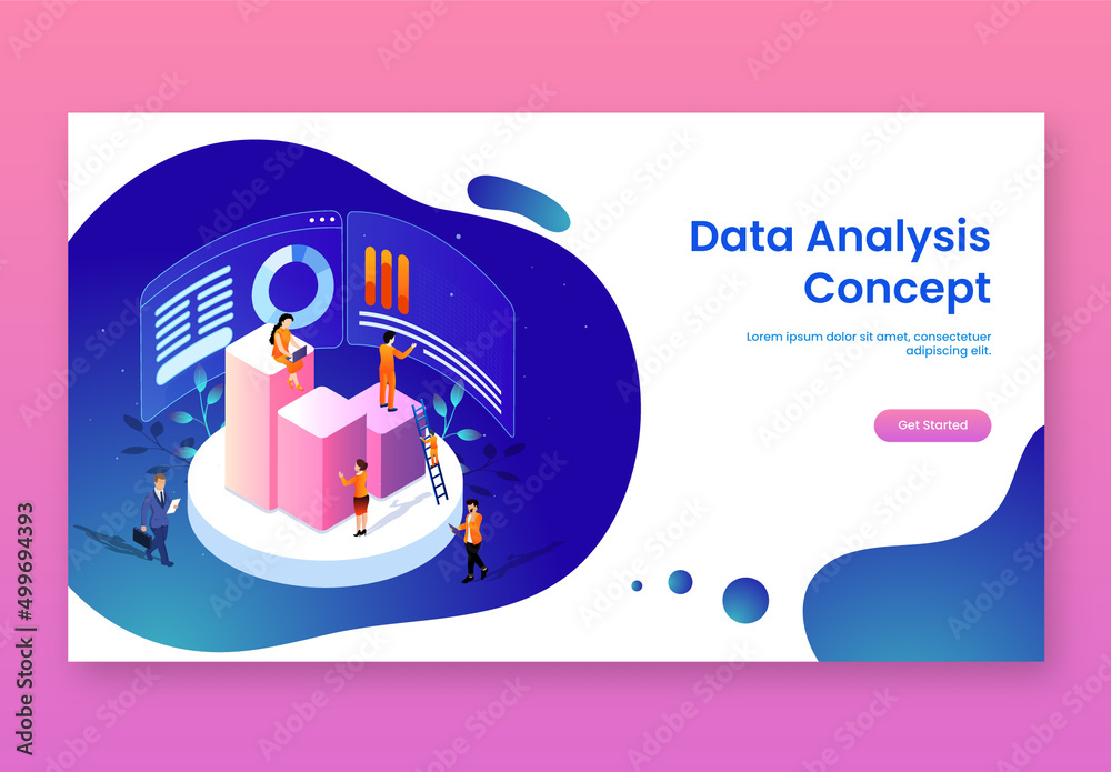 Data Analysis Concept Based Landing Page with Isometric Business ...