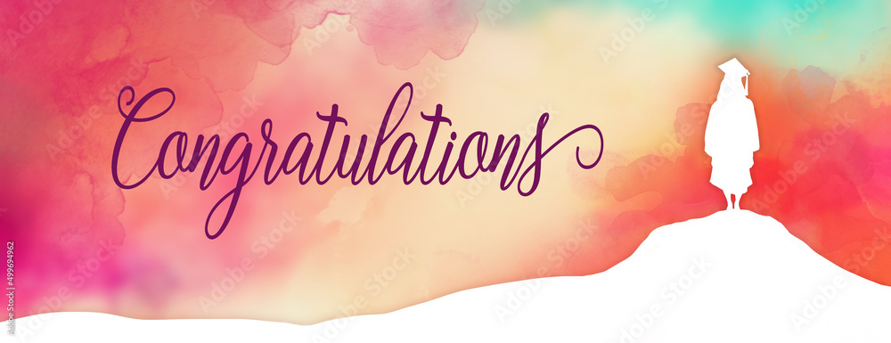 Graduation background design of graduate in graduation gown and cap ...