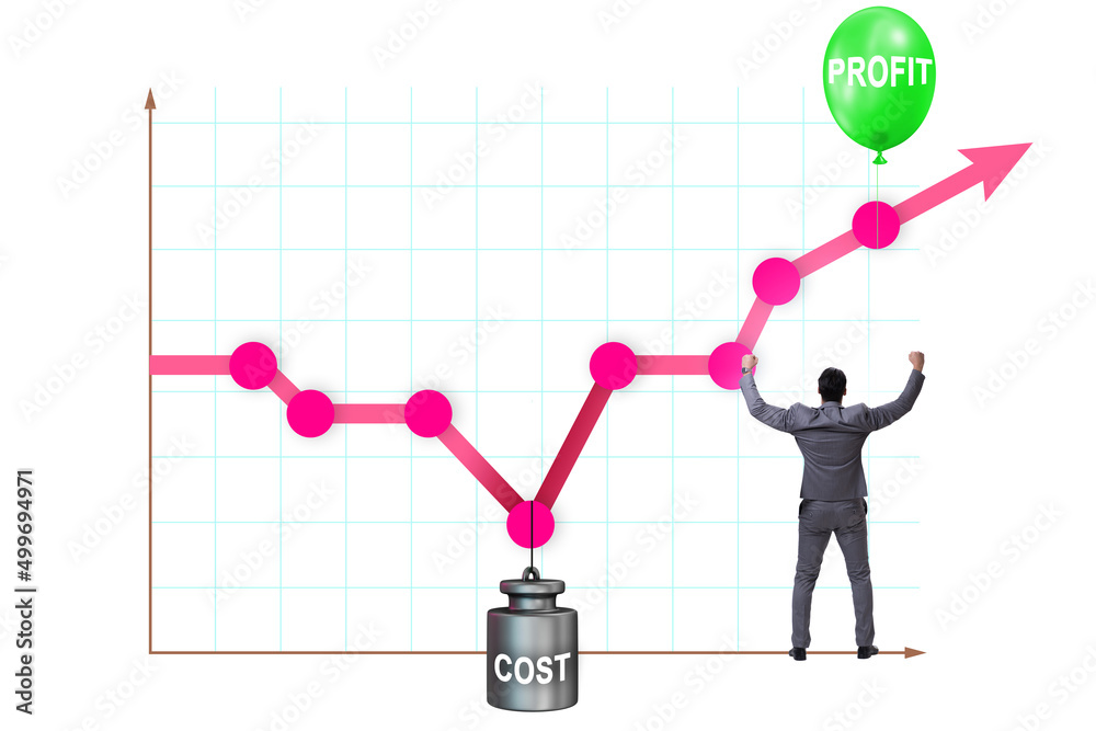 Chart with profit and cost and businessman Stock Photo | Adobe Stock