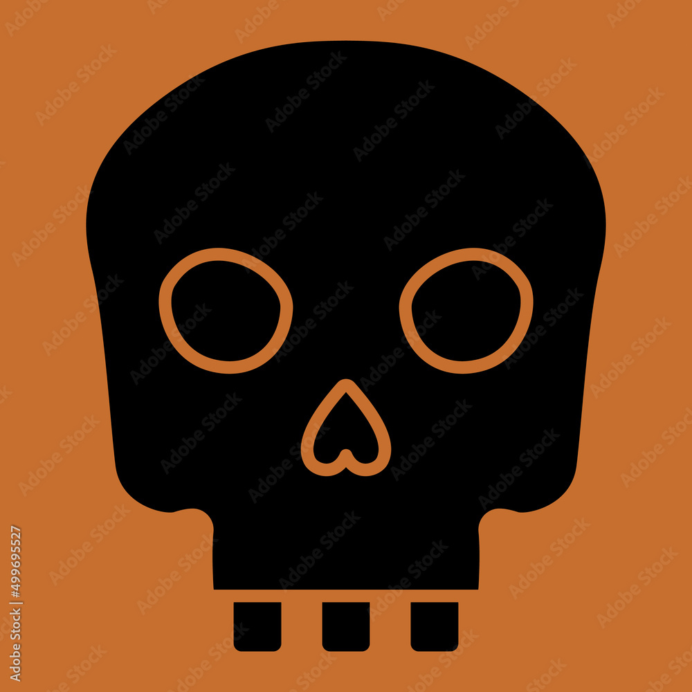 Human skull. Death symbol. Black and orange silhouette. Halloween ...