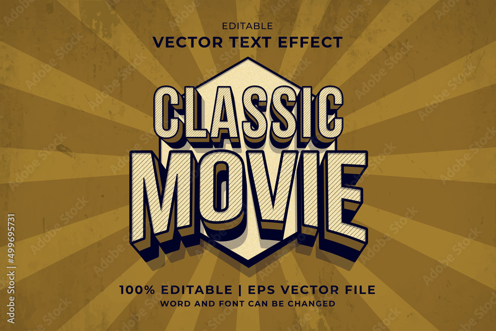 Poster Editable text effect Classic Movie Vintage 3d Cartoon template ...