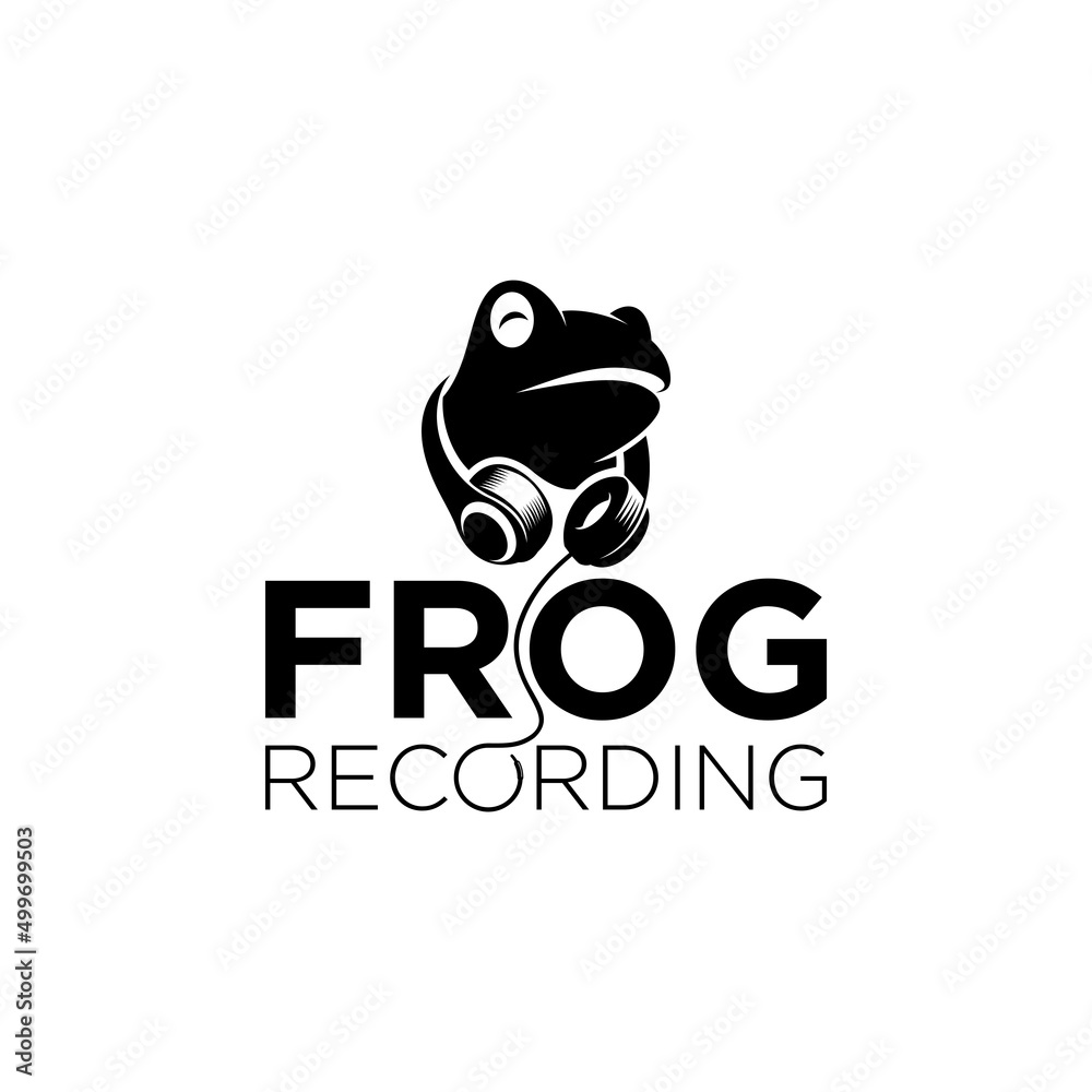 frog logo wearing headphones vector illustration Stock Vector | Adobe Stock