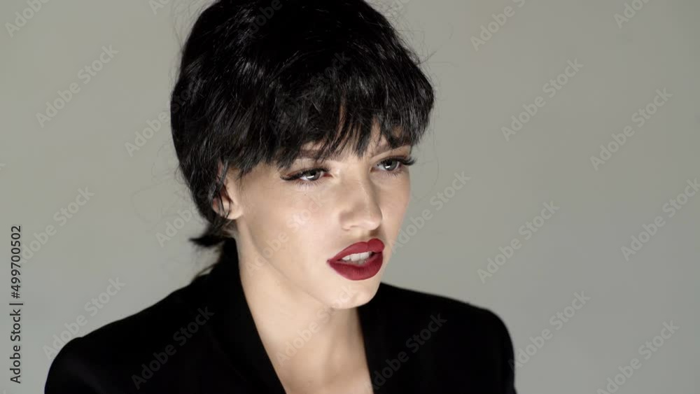 Shouting mouth, screaming face, hate and rage. Emotional angry woman ...
