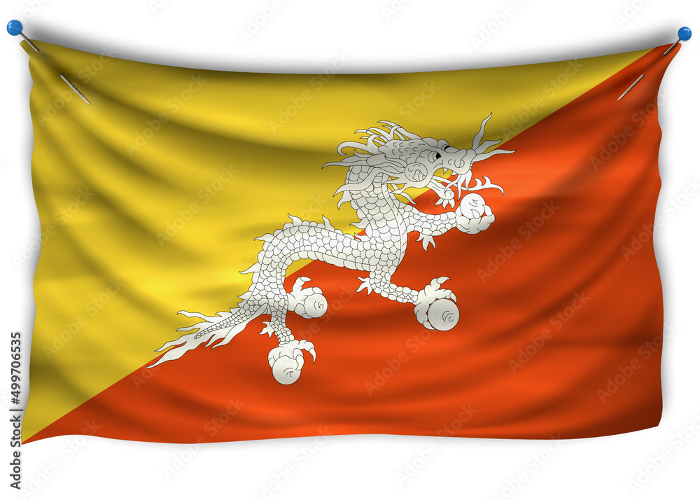 The official flag of Bhutan. Patriotic symbol, banner, element ...