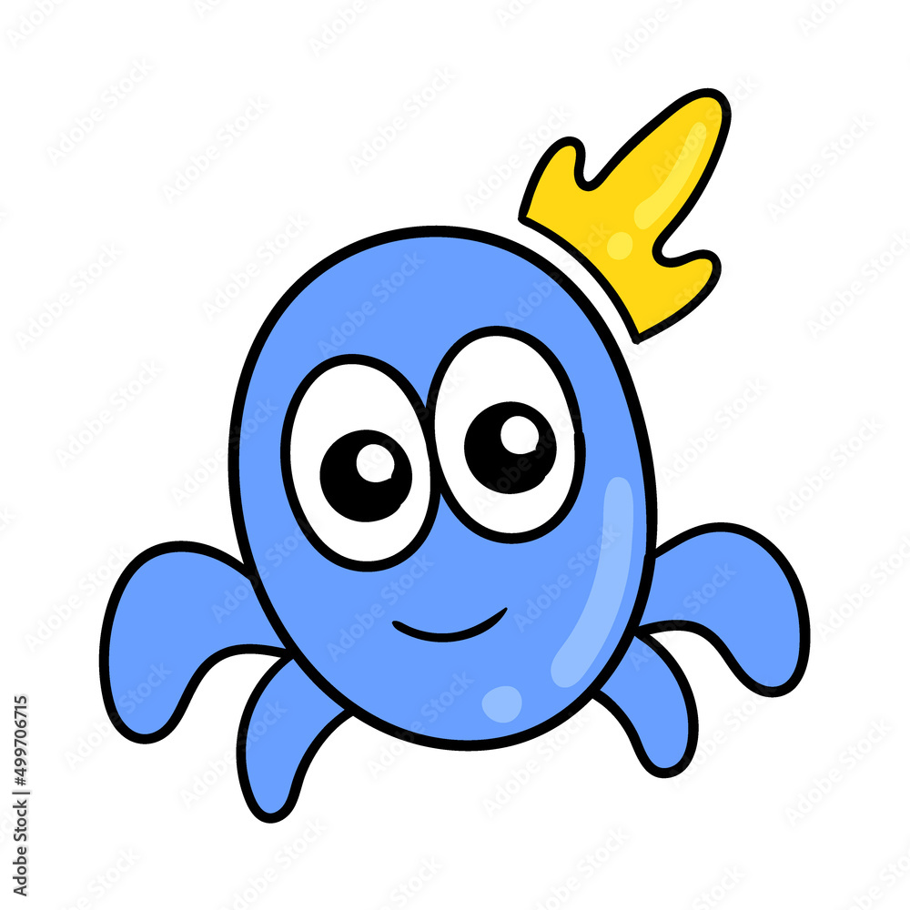 prince of blue crab with smiling face, doodle icon image kawaii Stock ...