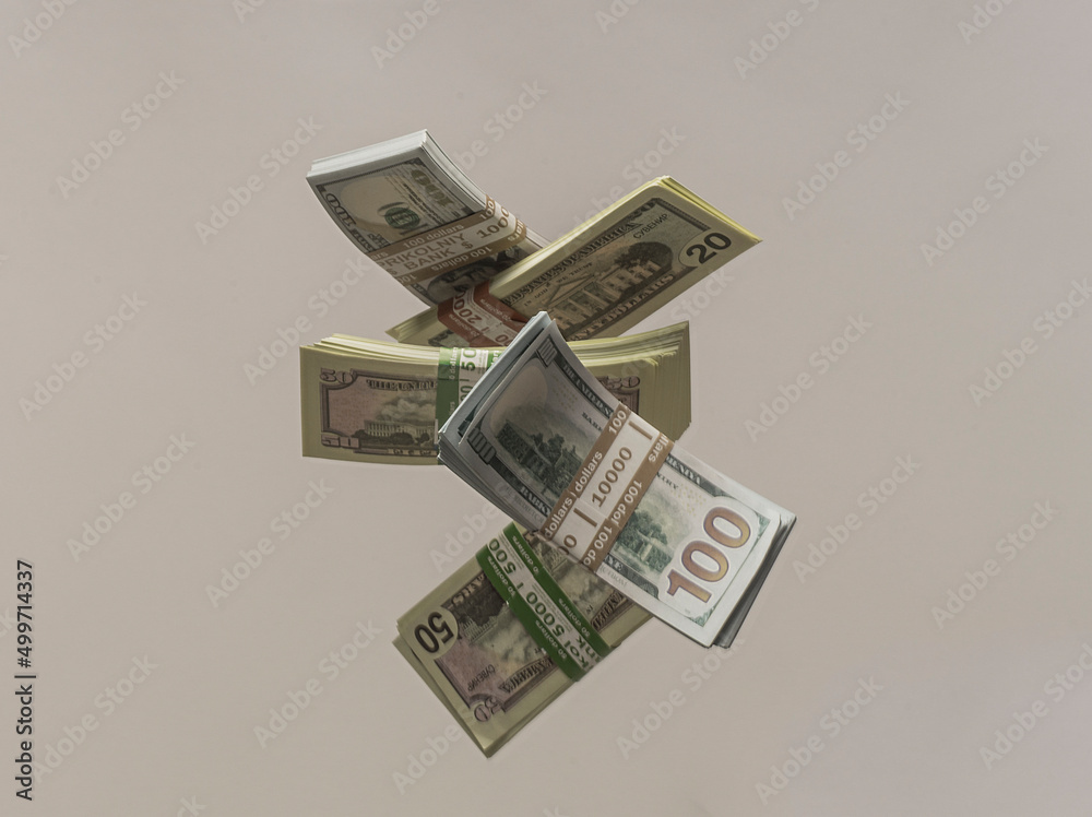 flying money banknotes fly in the air on a light background with free ...